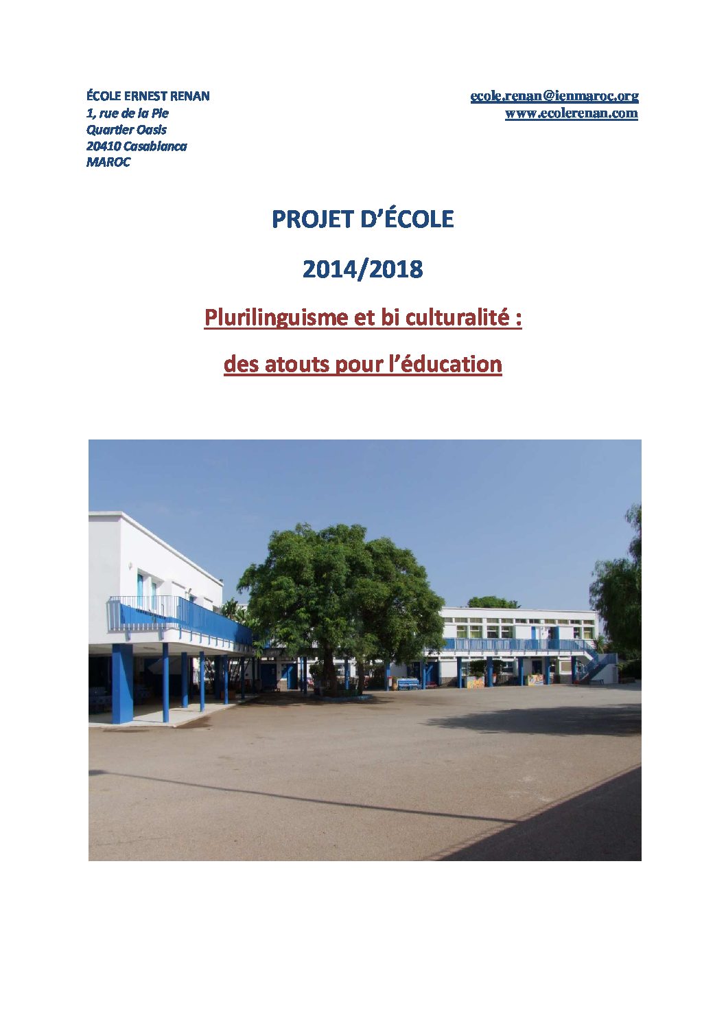 projet d'école 2016 2019 exemple